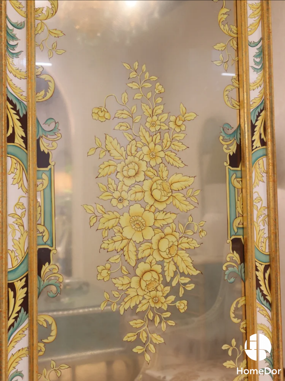 HomeDor Luxury Four-Panel Double-Sided Glass Room Divider