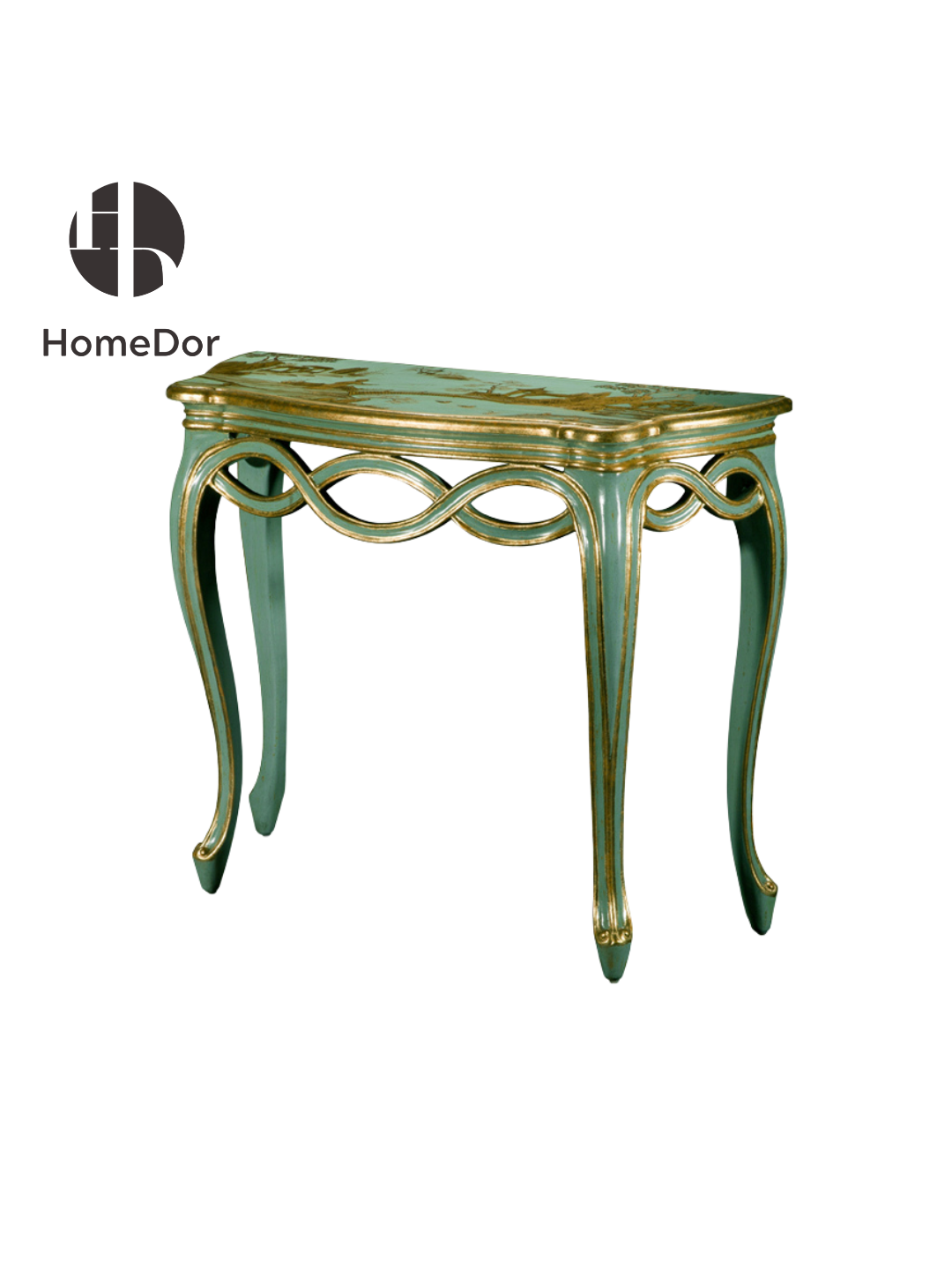 HomeDor Marlene Series Chinoiserie Inspired Turquoise Console Table