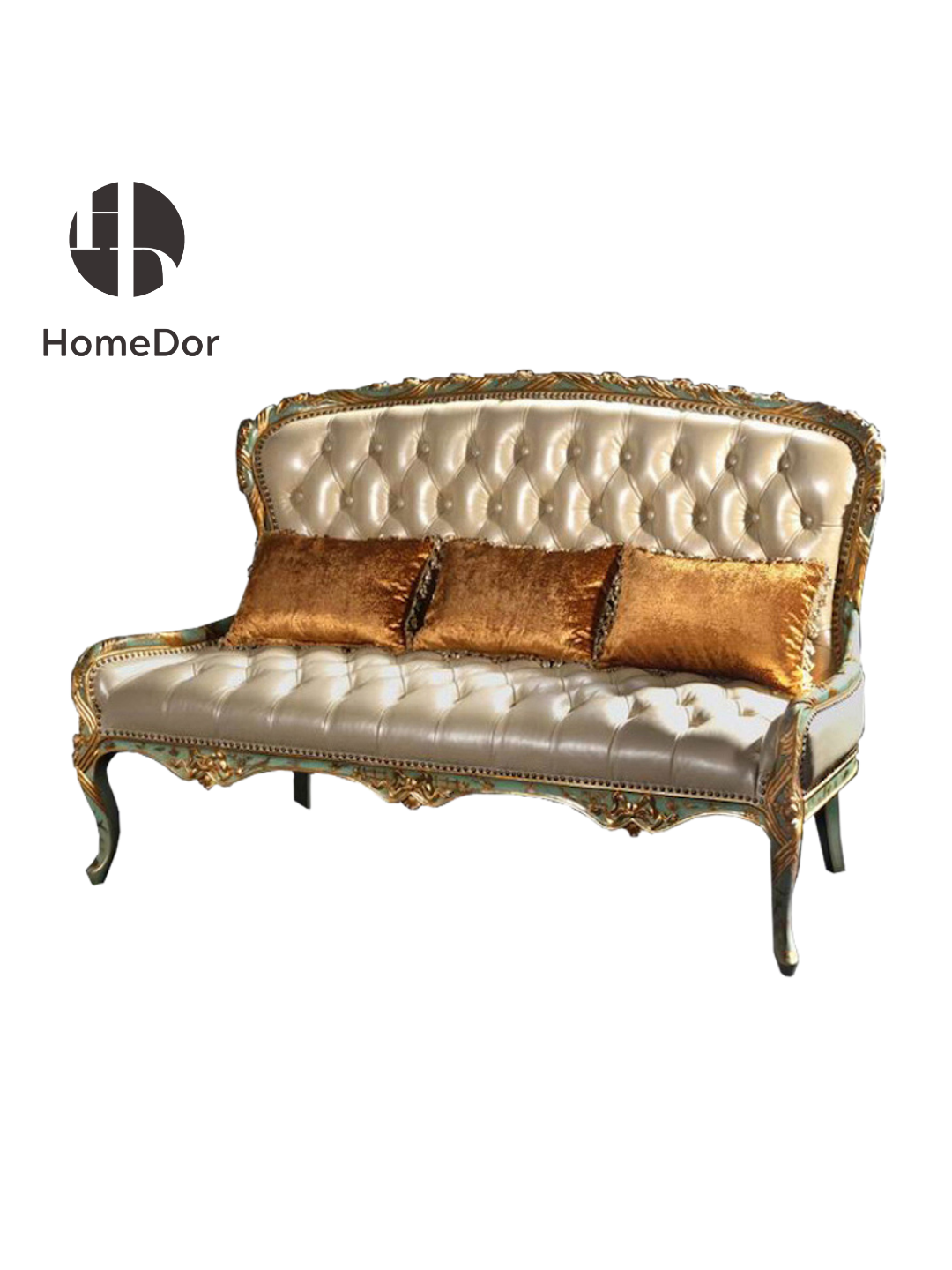 HomeDor Marlene Series Classic French Style 3-Seater Leather Sofa