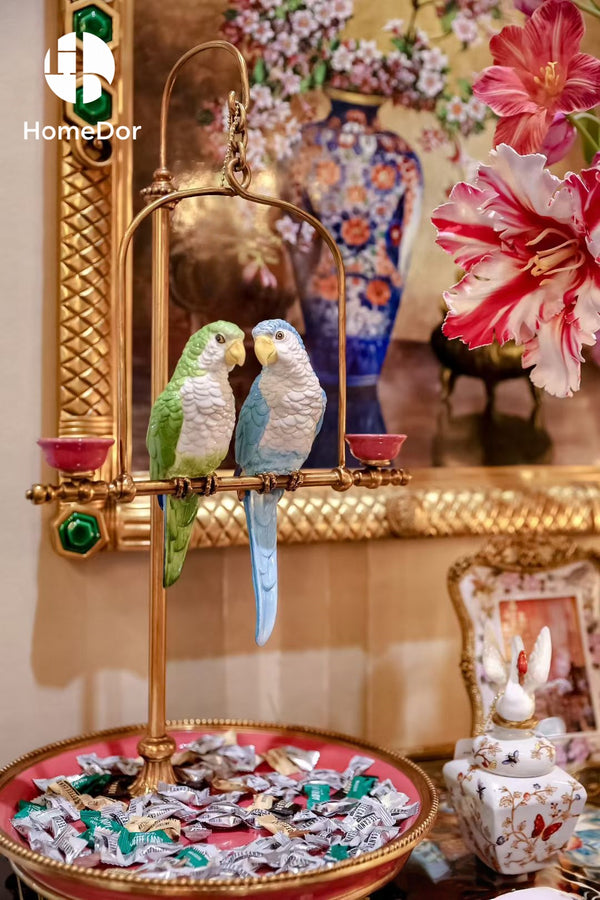 HomeDor Romantic Vintage Parrot Candle Holder & Dessert Tray