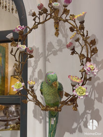 HomeDor Artistic Hanging Parrot Hoop Wall Decor